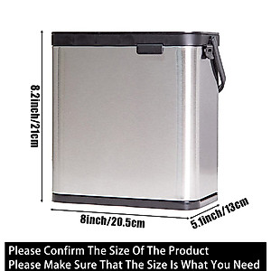 SIDIANBAN Hanging Trash Can with Lid for Kitchen Cabinet Door, 0.8 Gal/3L Stainless Steel Garbage Can Kitchen Compost Bin for Countertop or Under Sink