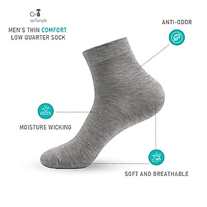 SERISIMPLE Viscose Bamboo Men sock Breathable Sock Quarter Thin Ankle High Sock Comfort Cool soft Sock 5 Pairs (Large,Grey)