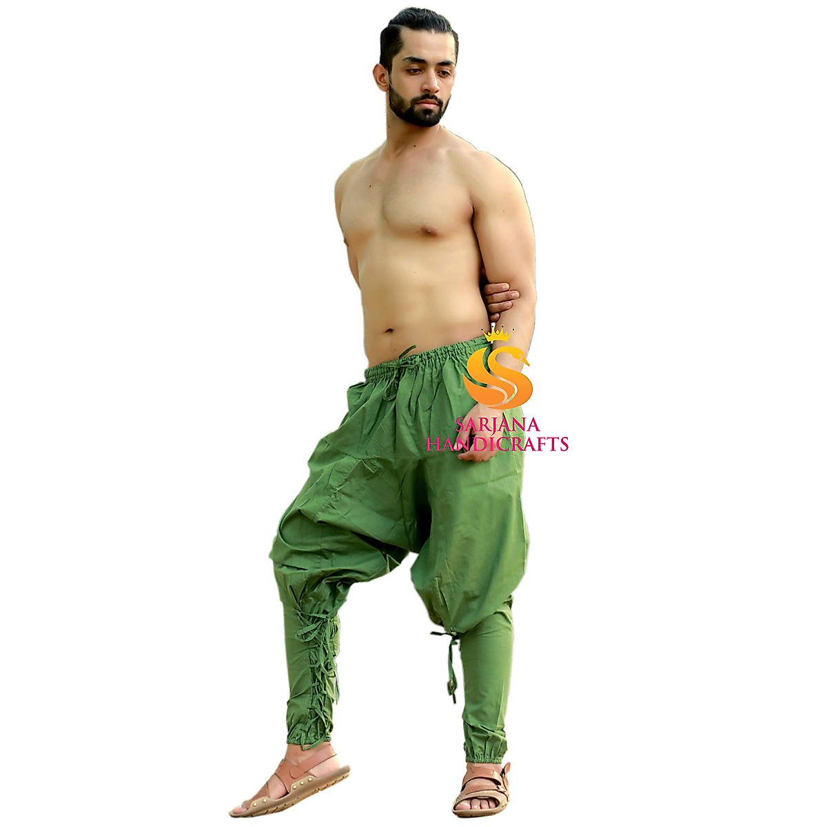 SARJANA HANDICRAFTS Mens Womens Cotton Churidar Harem Pants Yoga Pajama Ethnic Trouser (Green)