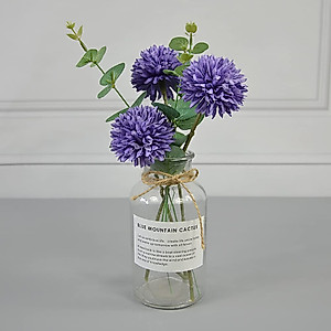 Eternal Blossom 10 Pieces of Artificial Flowers Chrysanthemum Ball Bouquet, Silk Hydrangea Bouquet, Suitable f or Home Garden Party Office Coffee House Decoration(Purple)