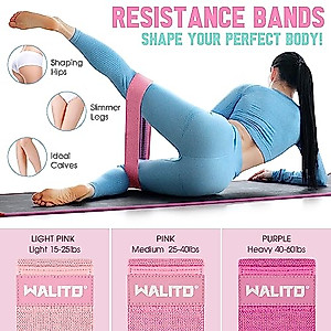 WALITO 10Pcs Barbell Pad Set for Hip Thrust - Squat Pad for Barbell Lunges, Bench Press, with 2 Gym Ankle Straps, 3 Resistance Bands for Working Out, 2 Lifting Strap, Workout Poster, Carry Bag