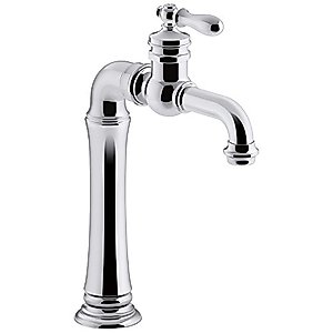 KOHLER K-99268-CP Artifacts Gentleman's Bar Sink Faucet, Polished Chrome, Single Handle, Prep Faucet, Secondary Faucet, Single Hole Installation, Entertainment Faucet