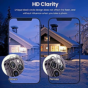 Tensea [3Pcs] for iPhone 14 Pro / 14 Pro Max Camera Screen Protector, Tempered Glass Film Camera Cover Lens Protector, Full Edge to Edge, HD Clear, Case Friendly for iPhone 14Pro 6.1"/ 14 ProMax 6.7"