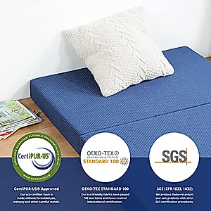Olee Sleep Memory Foam Topper, Twin, Blue