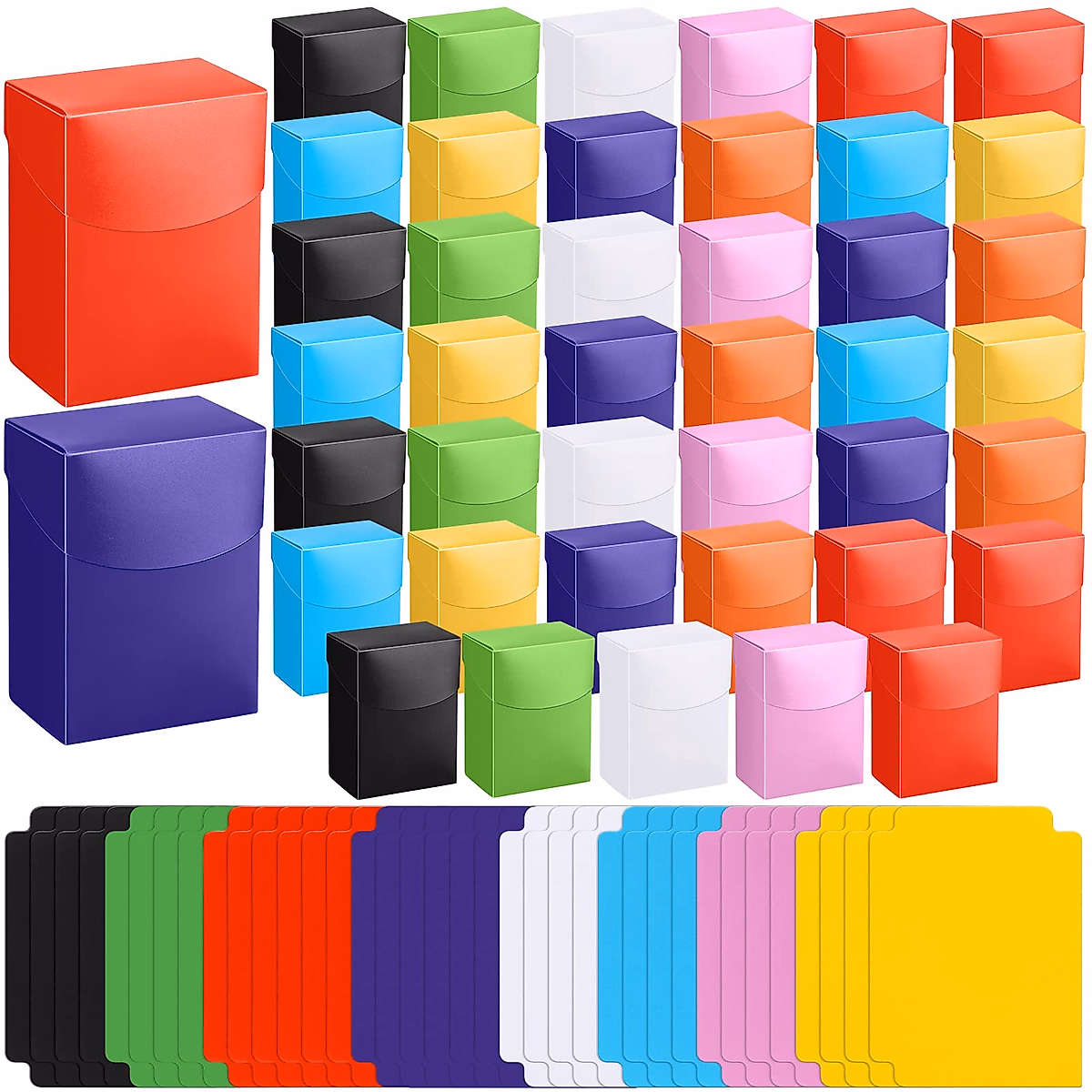 80 Pcs Deck Cards Boxes with Dividers, 40 Trading Card Storage Box and 40 Dividers, Plastic Card Deck Cases Storage Organizer Carrying Case for Games Card Playing Card Trading Cards Sports Cards