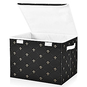 Kigai Mardi Gras Pattern Storage Bins with Lids and Handles 17x13x12 In Foldable Fabric Storage Basket Toys Clothes Organizer for Shelves Closet Home Bedroom Office