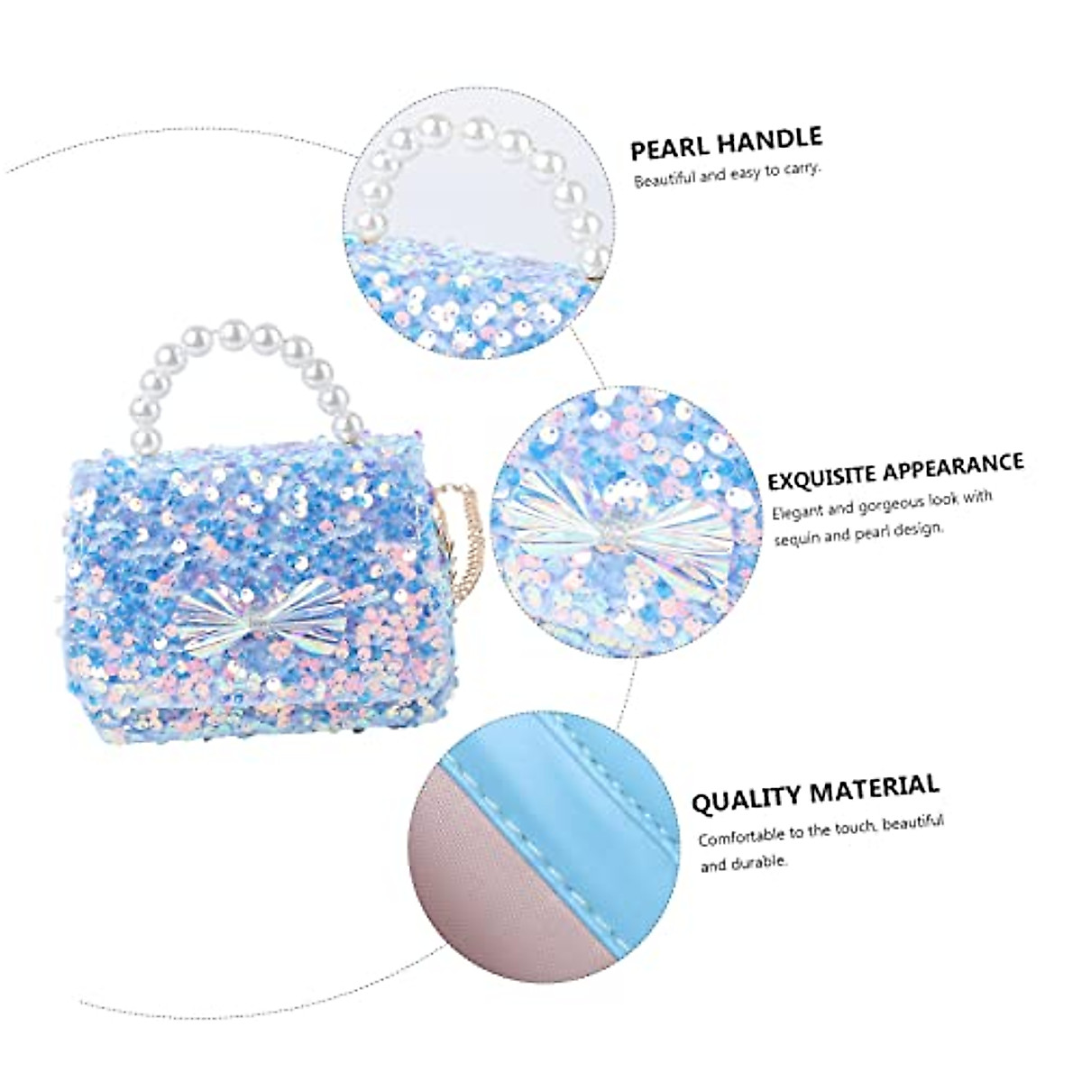 VALICLUD Trendy Sequin Purses for Women Glitter Handbag Chain Women's Crossbody Bag Elegant Bowknot Design Small Size Big Storage for Ladies