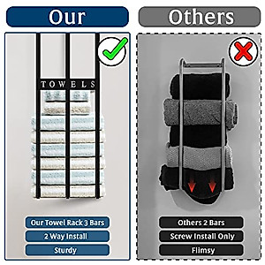 Towel Racks for Bathroom, EFOBO 3 Bar Wall Mounted Towel Holder, Waterproof Heavy Duty Towel Storage, for Folded Large Rolled Towel Washcloths, No Drilling(30x8.6x4.8 in)