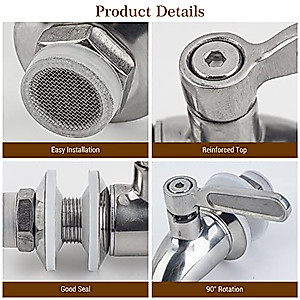 Omoojee Stainless Steel Spigot for Beverage Dispenser, 1 Water Dispenser Replacement Part, Outdoor Water Faucet for Sun Tea Jar, Party, Camping