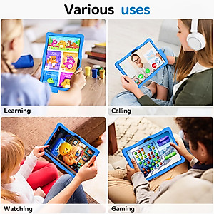 10.1 Inch Kids Tablet with Eye Protection,Android 12 Tablet for Kids,1280x800 HD IPS,3GB+32GB,6000mAh Dual Camera WiFi Bluetooth Tablet,Children Tablet with Shock-Proof Case YouTube Netflix(Blue)