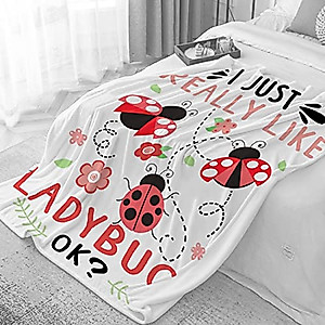 Ladybug Blanket Gifts for Women - Really Like Ladybugs Flannel Fleece Blanket- Red Ladybug Throw Blanket Super Soft Warm Cozy Bed Couch or Car Animal Lover Gifts to Kids Women 40"x30" for Pets