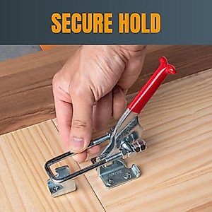 POWERTEC 2PK Toggle Clamp, 1000 lbs Holding Capacity, 334 Adjustable U Bolt Latch w/Antislip Hand Grip for Woodworking Jigs & Fixtures, Smoker, Tire Carrier, Tool Box, Cabinet (20309-P2)