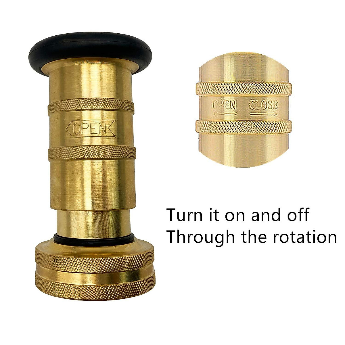 SAFBY Fire Hose Nozzle Brass Fire Equipment Spray Jet Fog (1" NPT/NPSH)