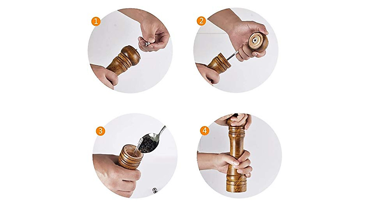 Oak Pepper Grinder - Manual, Elegant & Durable 8 Inch Tool