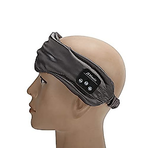 Bluetooth 5.0 Sleep Mask Headphones, 3D Contoured Music and Soft Silk Sleeping Eye Cover Support Hand-free Calling, Rechargeable & Washable (grey)