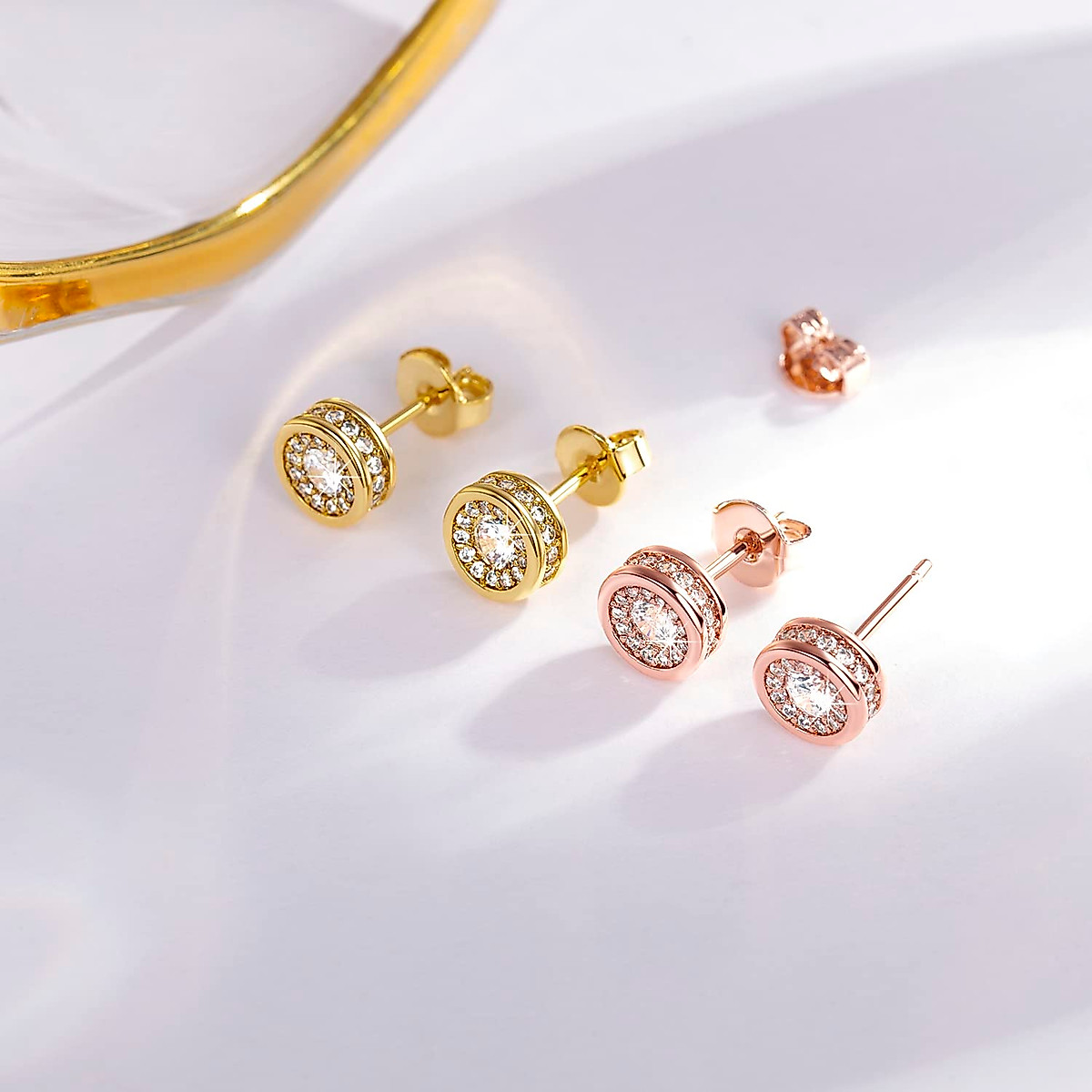 MISSLAN 18K Gold Earrings, Stud Earrings for Women,Jewelry for Women, Cubic Diamond Earrings for Women, Mothers day gifts from daughter The Best Gifts for Mom Women Wife Mother Daughter Friend Her on Birthday Anniversary Valentine’s and Mother’s Day, Hypo