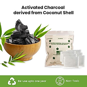 Green Piece - Overstuffed and Double Sized - All Natural Baby Diaper Pail Deodorizer Activated Charcoal (Pack of 6) 2" X 3")