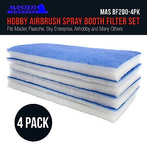 Master Airbrush Hobby Airbrush Spray Booth Filter Set, Fits Master, Paasche, Sky Enterprise, Airhobby and Many Others. (Pack of 4)