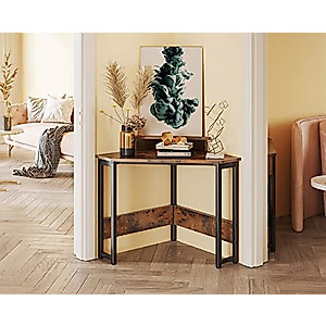 ODK Corner Desk Space Saving Small Desk with Sturdy Steel Frame, Computer Desk with Monitor Stand for Small Space, Easy Assembly Triangle Vanity Desk with Durable Wooden Desktop