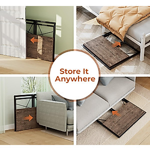 Coavas Small Folding Desk, No Assembly Required Computer Desks, 31.5 inch Spaces Saving Foldable Table for Bedroom, Home Office, Dorm, Apartment, Brown