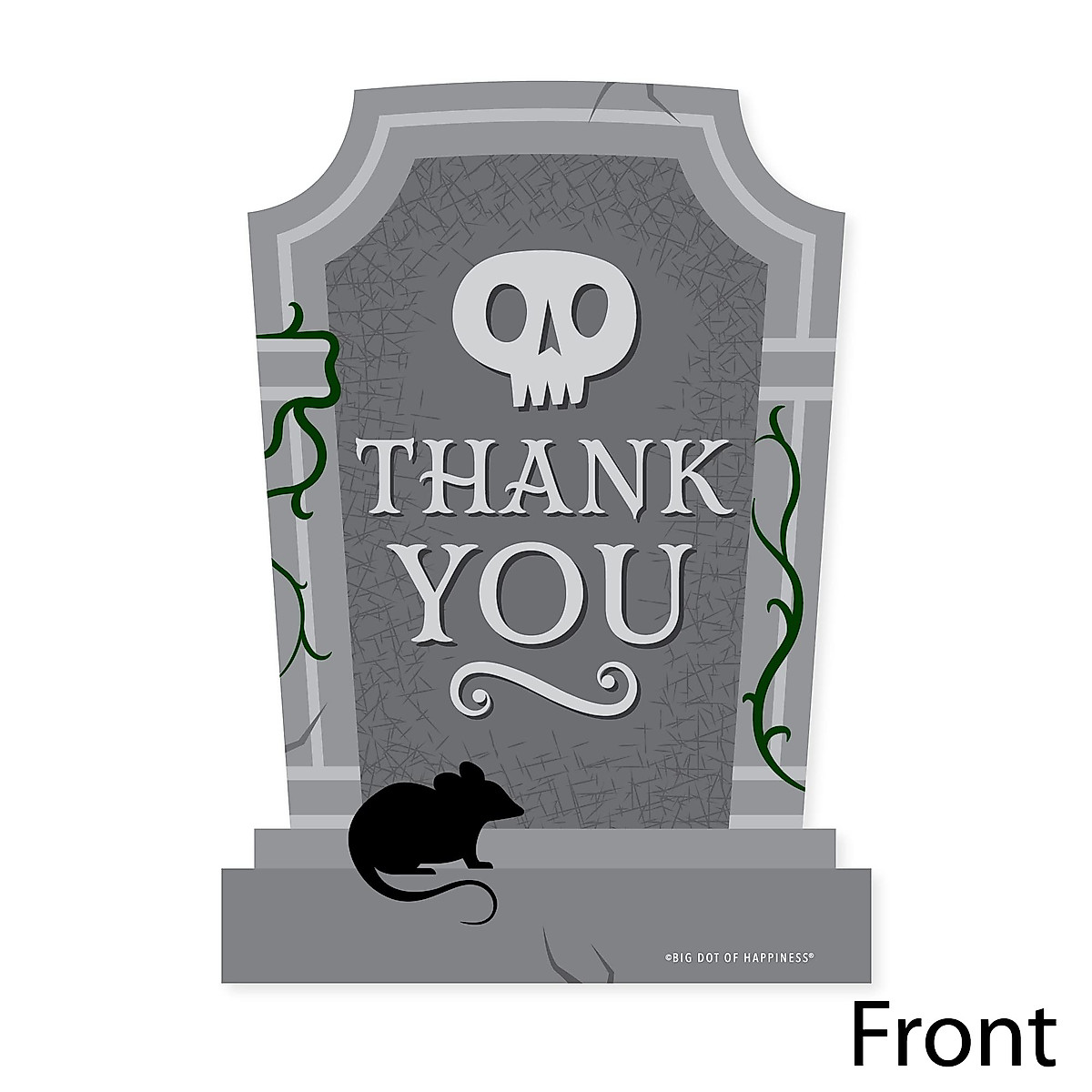 Big Dot of Happiness Creepy Cemetery - Shaped Thank You Cards - Spooky Halloween Tombstone Party Thank You Note Cards with Envelopes - Set of 12