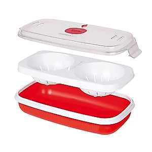 Snips Microwave Cookware Egg Poacher and Omelet Maker, Red