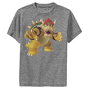 Nintendo Kid's Bowser Smash T-Shirt, Charcoal HeaTHer, Medium