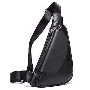 Genuine Leather Sling Bag Triangle Crossbody Bags Front Chest Day Pack One Shoulder Strap Backpack