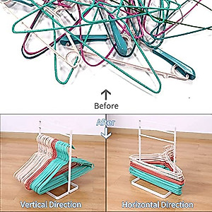 Hanger Storage Organizer,50 Velvet Clothes Hanger Holder,Hanger Stacker Rack for Laundry Closet,Drying Rack,Hanger Caddy Stand for Adult or Child Clothes Hangers(White-2 Pack)