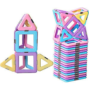 Magnetic Toys Magnet Tiles -3D Macaron Colors Learning & Development Building Blocks, Preschool Educational Construction Kit for Boys Girls Toddlers Gifts(30-Piece)-18