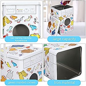 Laundry Detergent Container, Powdered Laundry Detergent Container with Perspective Window Lid Laundry Detergent Powder Storage Tin Box, Washing Machine Appearance Large Capacity Storage Box