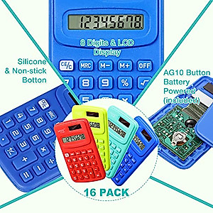 48 Pcs Pocket Calculator Small Basic Standard Battery Powered Calculator Mini Colored 8 Digit Handheld 4 Function Calculator for Students Kids School Teacher Desktop Home Office, 3 Designs