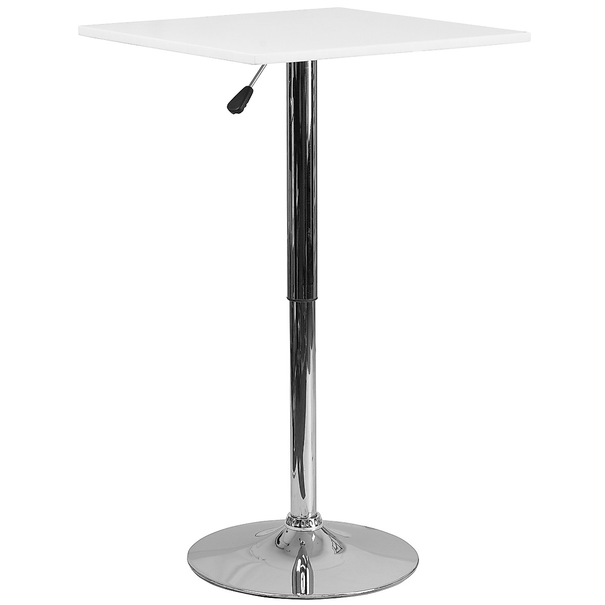 Flash Furniture Pearl 23.75'' Square Adjustable Height White Wood Swivel Top Table (Adjustable Range 33'' - 40.5'')