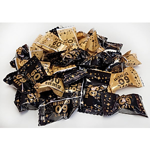 60th Birthday Themed Peppermints Gold & Black 100 Count Wrapped - Mint Candy