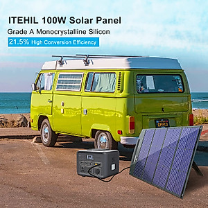 ITEHIL Solar Panel, 100W 18 Volt Monocrystalline Solar Panel Kits, Portable High Efficiency Solar Panel Charger, Foldable Solar Power Backup with USB 3.0/USB 2.0/DC Output for Home, Camping, RV…