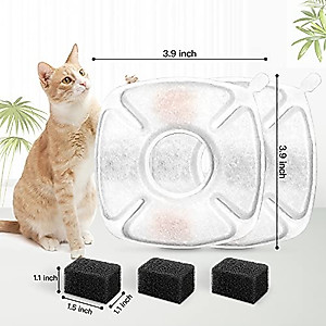12 Pack Cat Water Fountain Replacement Filters with 12 Pack Pre-Filter Sponges, Pet Fountain Filter Fit for 95oz/2.8L Automatic Pet Fountain Cat Water Fountain Dog Water Dispenser