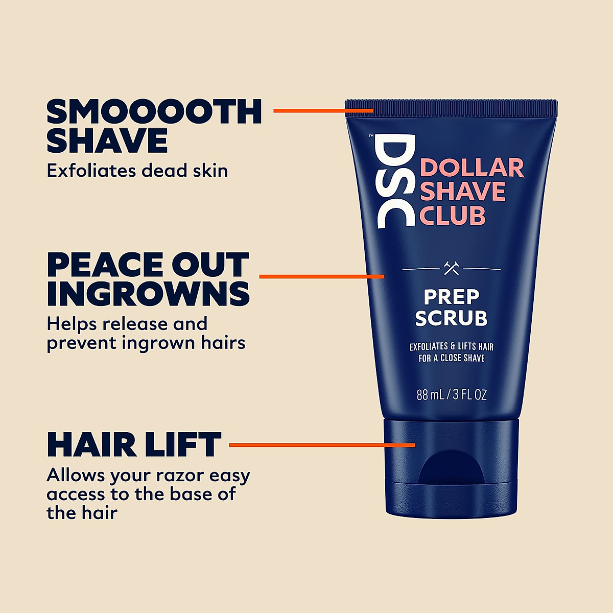 Dollar Shave Club | Prep Scrub 3 ounce (2 Pack) | Pre Shave Scrub to Prevent Ingrown Hairs