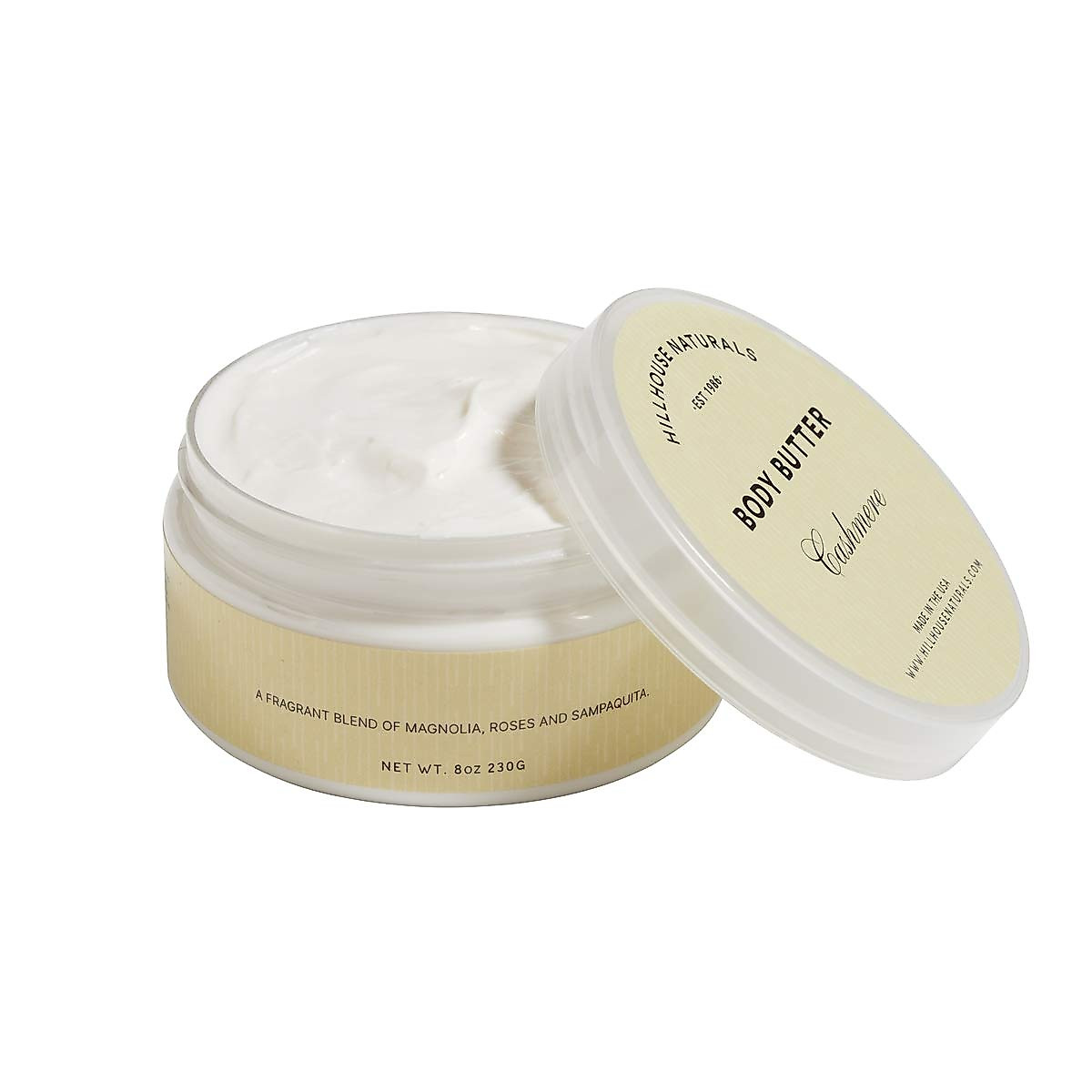 Hillhouse Naturals Body Butter – Ultra-Moisturizing, Renewing, Smoothing Scented Body Cream - Deep Hydration For Dry Skin Repair - Made With Natural Ingredients – 8oz (Cashmere)