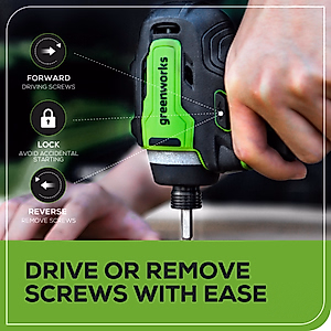 Greenworks 24V Brushless 1/4" Cordless Impact Driver, (2) 2.0Ah Batteries, Compact Charger, and Bag Included
