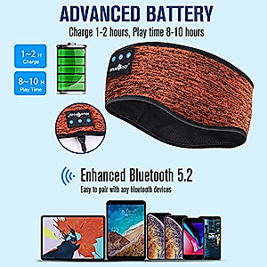 MUSICOZY Sleep Headphones Bluetooth Sports Headband, Wireless Music Sleeping Headphones Sleep Eye Mask Earbuds IPX6 Waterproof for Side Sleepers Workout Running Insomnia Travel Yoga Office, Pack of 2