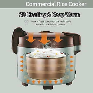 15.8QT Large Commercial rice cooker 90 cups cooked / 50 cups uncooked rice Commercial Electiric Rice Warmer for 45-50 people, with One-Touch Operation