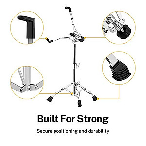Donner Snare Drum Stand, Concert Snare Drum Stands Adjustable Snare Stand Double Braced with Drumstick Holder Fit for 10''-14'' Dia Drums, Height Range 14.2-22.8 Inches