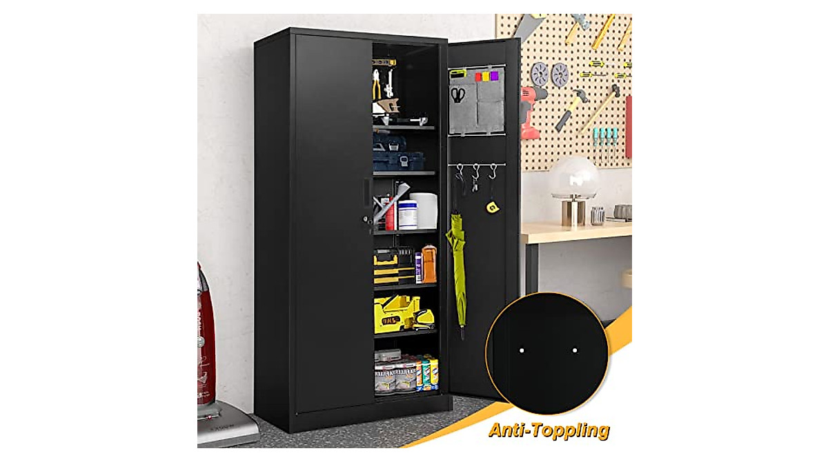 INTERGREAT 6-Tier Lockable Garage Cabinet - Secure Storage