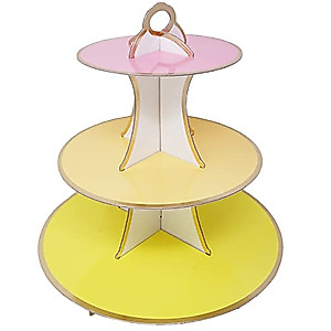 3-Tier Dessert & Cupcake Decorative Serving Tray Stand for Birthdays and All Themed Parties & Events, 2 Serving Towers Per Pack (Pastel Rainbow)