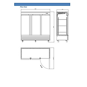 Xiltek New Three Door All Stainless Steel Reach In Refrigerator 72 Cu. Ft