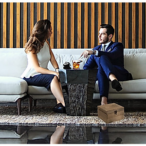 Whiskey Cigar Glasses with Side Mounted Cigar Holder, 10 oz + Whisky Chilling Stones and Accessories in Wooden Box - Scotch Bourbon Set for Dad, Husband, Fathers Day, Birthday Bezrat