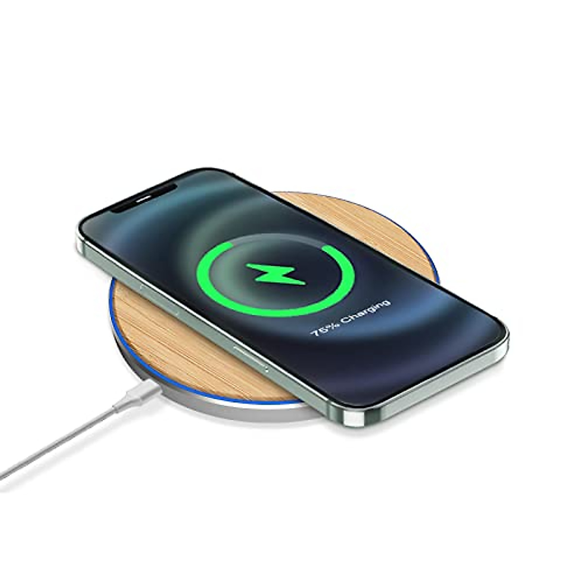 15W Fast Wireless Charger Pad, Eco Friendly, Walnut Wood, Bamboo, Compatible with Qi Enabled Devices (Bamboo)