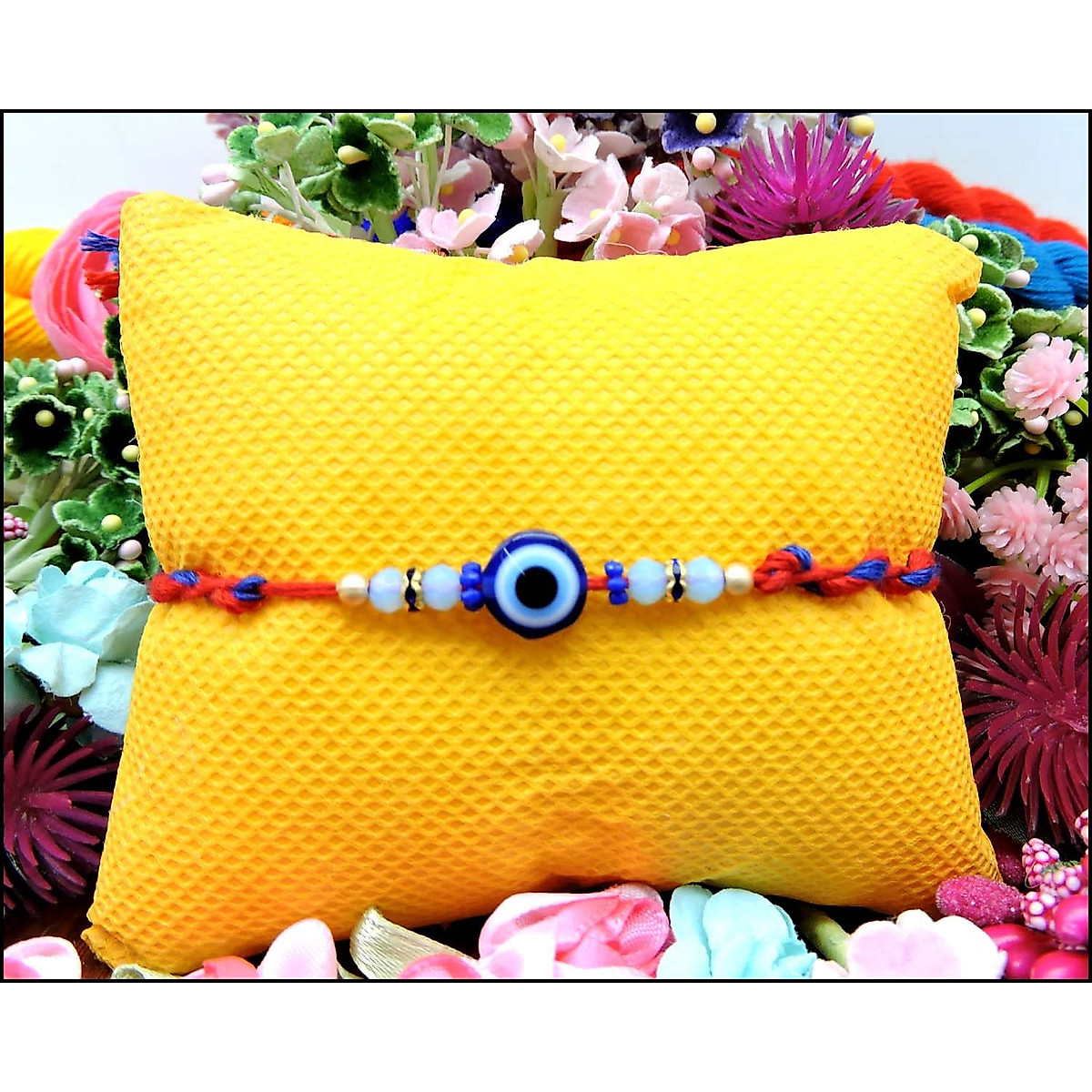 AKRITSANS Evil Eye Rakhi for Brother & Bhabhi – Lucky Rakhi Thread for Bhai Bhabhi Bhaiya | Raksha Bandhan Rakhi Dora Bracelet for Bro, Sister | Indian Traditional Festival