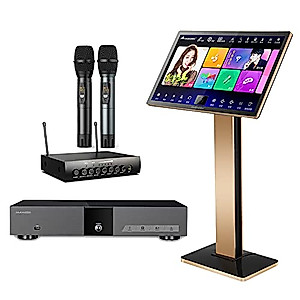 2024 New Type InAndOnkod KV-V5 Max Karaoke Player,with Wireless Mic,22'' Touch Screen Free Cloud Download,Professional Karaoke System Fit for Home Party KTV DJ Bar