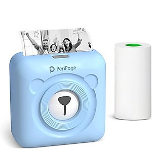 Buyounger Mini Printer, Mini Sticker Printer for iPhone Android Phone, Pocket Printer for Photo Picture Home Office Label Notes QR Code (Blue)